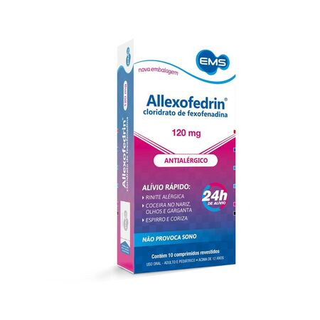 Allexofedrin 120mg 10 Comprimidos 7896004705378 na Drogaria Cristal 24h